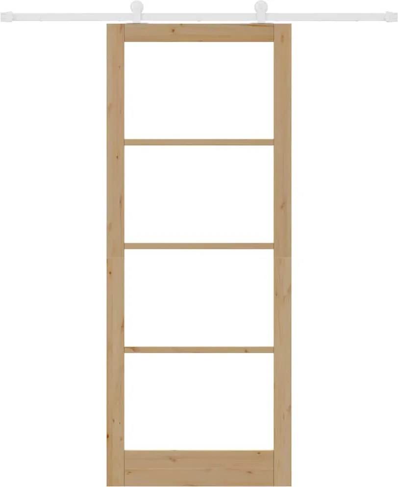 Posuvné dveře ORKDAL 93 x 232 cm Masivní borové dřevo a sklo 3332095