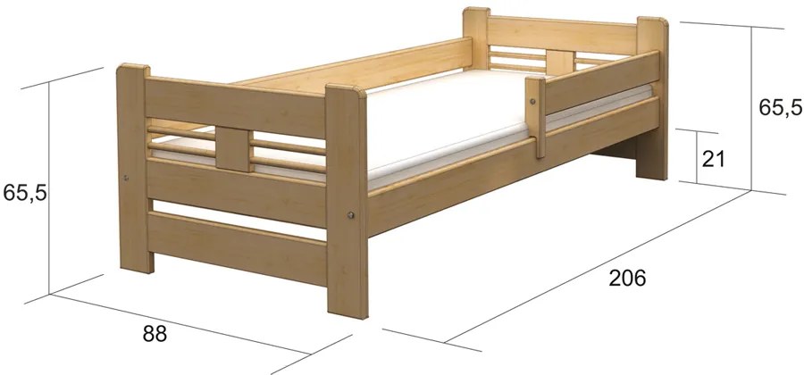 Via-nábytek Dětská postel Magda - II jakost 80 x 180 Povrchová úprava postele: Moření odstín dub