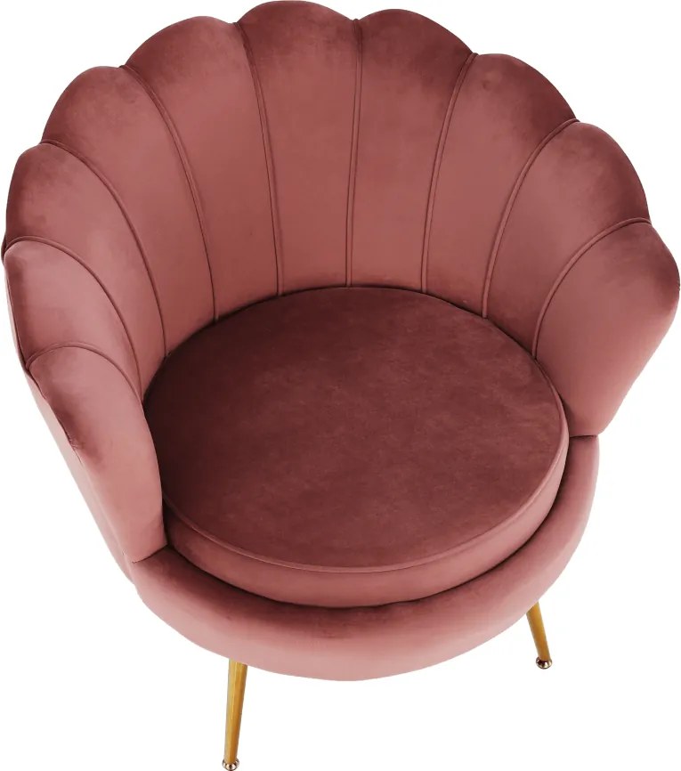 Křeslo ve stylu Art-deco, růžová Velvet látka / gold chrom-zlatý, NOBLIN