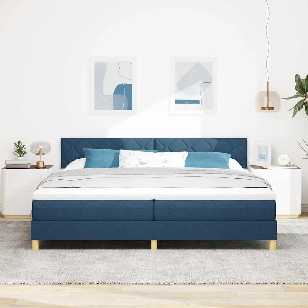 Postel s boxspringem s polštářem Modrá 200 x 200 cm textil 3339027