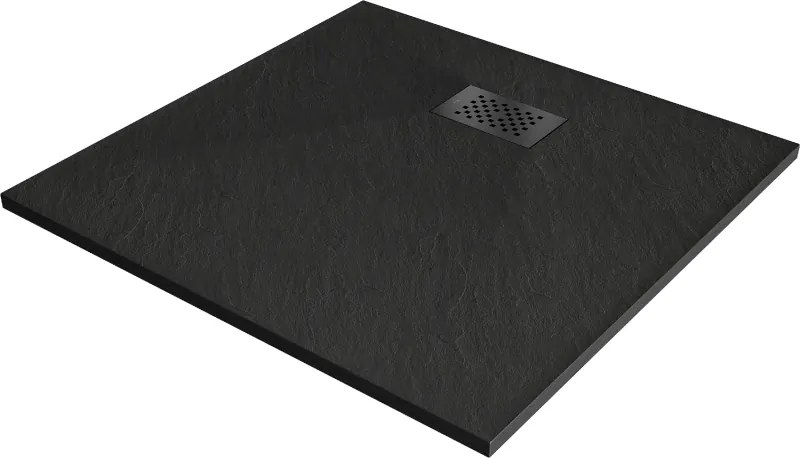 Mexen Hugo, čtvercová sprchová vanička SMC 90 x 90 cm, černá, černá krytka, 42709090-B