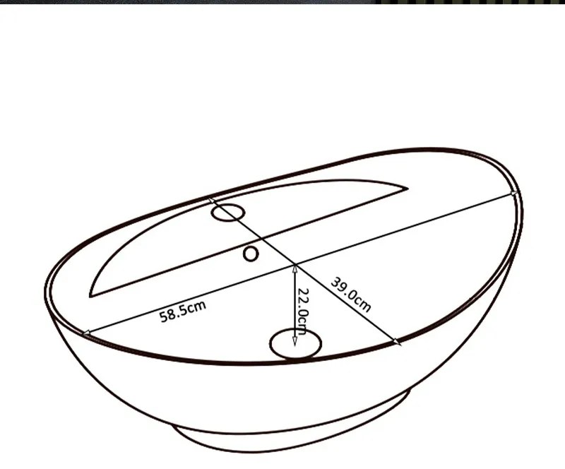 BPS-koupelny Keramické umyvadlo na desku HYD-TA-WH-585 58,8x39 cm, bílé