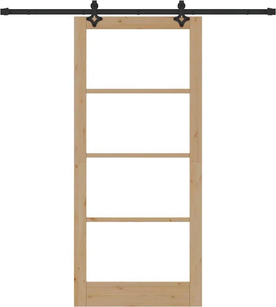 Posuvné dveře ORKDAL 93 x 211 cm Masivní borové dřevo a sklo 3332205