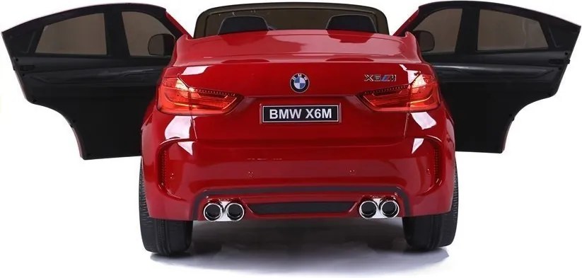 LEAN CARS Elektrické autíčko BMW X6M pro děti červené lakované LED MP3