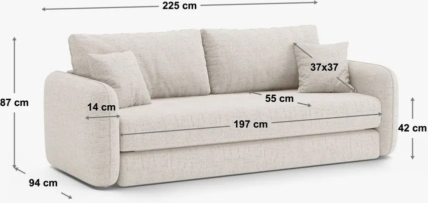 Světle šedá rozkládací pohovka 225 cm Dormi – Micadoni