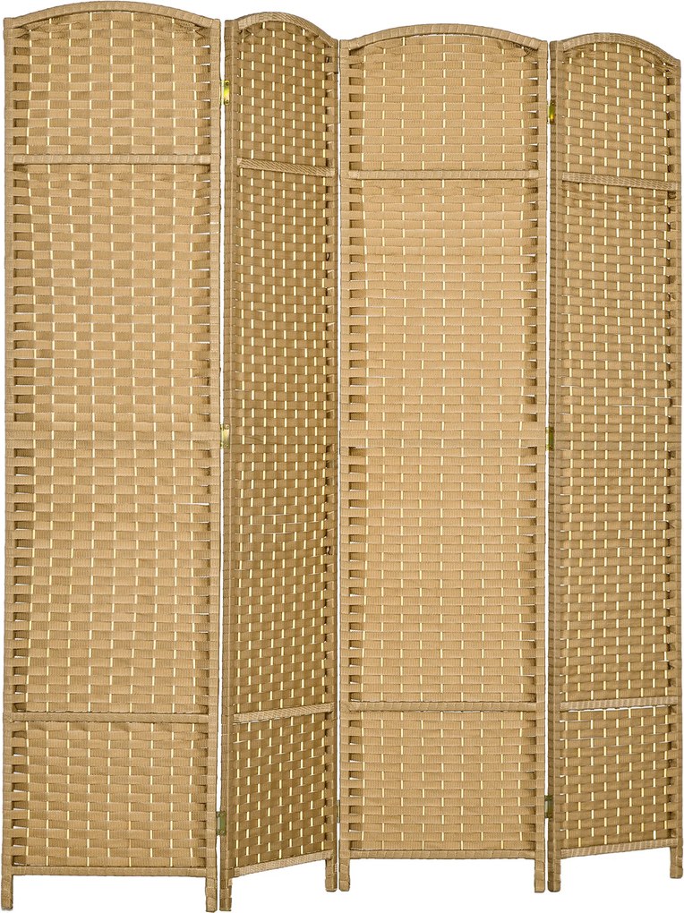 HOMCOM Interiérový dřevěný příčka 4 panely 160 x 170 cm Skládací zástěna s tkanou úpravou, dělicí přepážka pro obývací pokoj, ložnici, domácnost, pří…