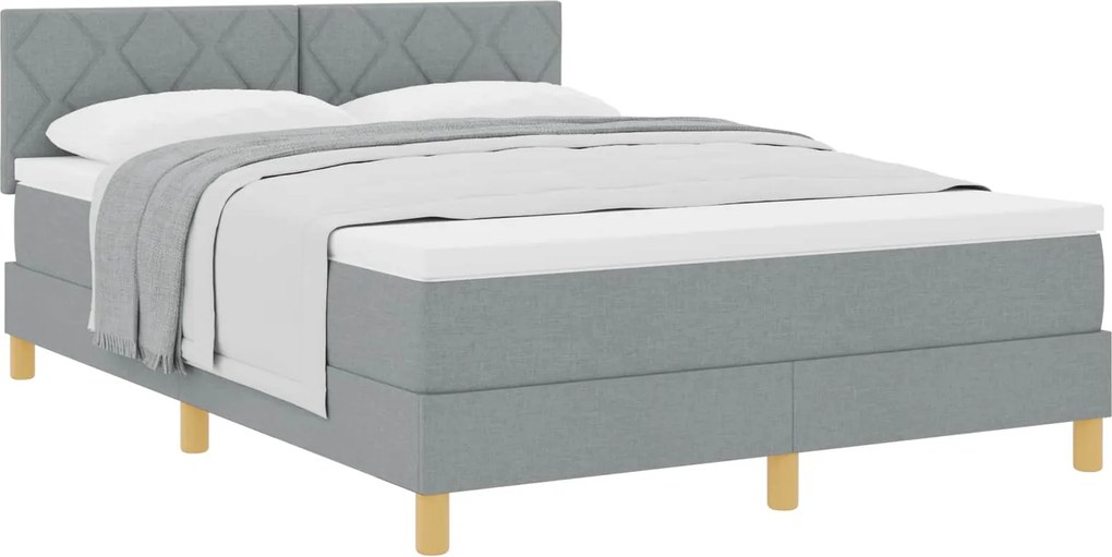 Postel s boxspringem s čelo Světle šedá 140 x 190 cm textil 3338993