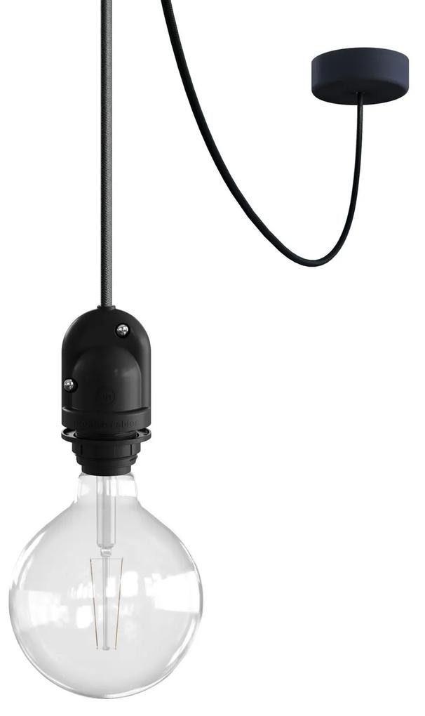 creative cables EIVA závěsná lampa do exteriéru pro stínidlo, 5m textilního kabelu, silikonový baldachýn a objímka, IP65 voděodolná Barva: Černý karbon