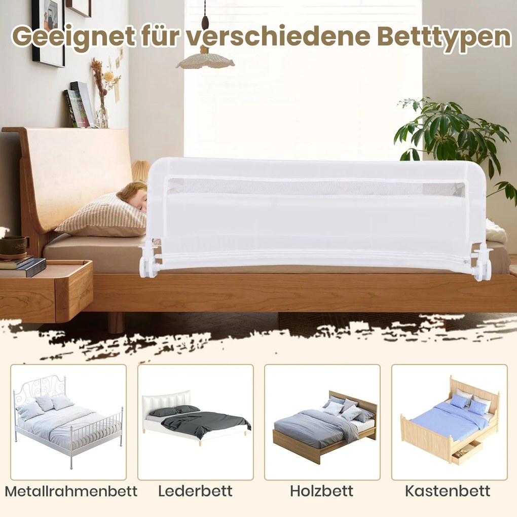 Costway Zábrana na postel pro batolata 120 cm skládací zábrana na dětskou