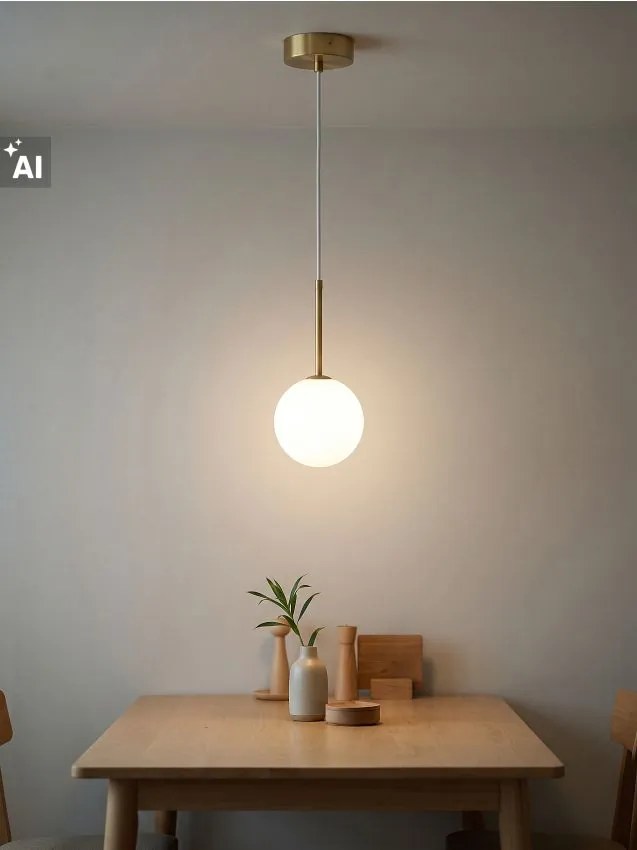 Sinsay - Závěsná lampa se zlatými detaily a kulatým stínidlem - zlatá