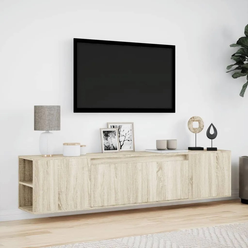 Nástěnná TV skříňka s LED dub sonoma 180 x 31 x 39,5 cm 3307956