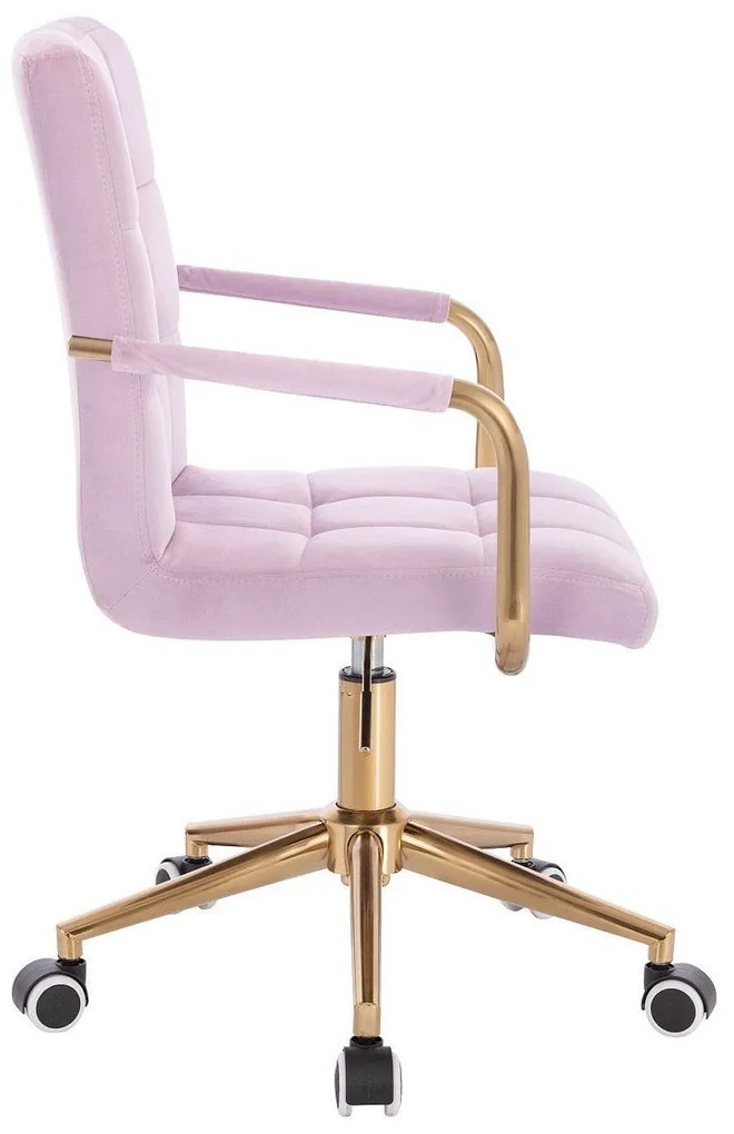 LuxuryForm DESIGN Otočná židle VERONA GOLD VELUR na zlaté podstavě s kolečky - levandule