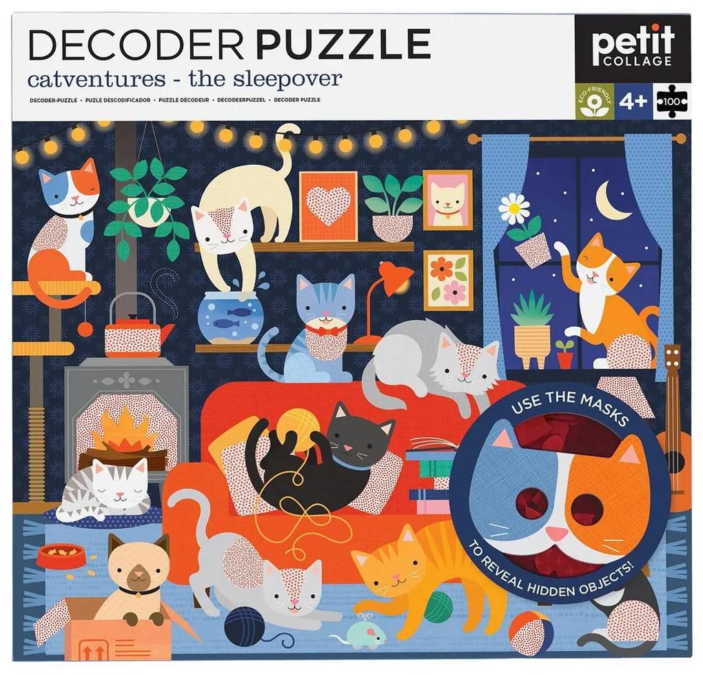 Petit Collage Puzzle kočky 100 ks s 3D brýlemi