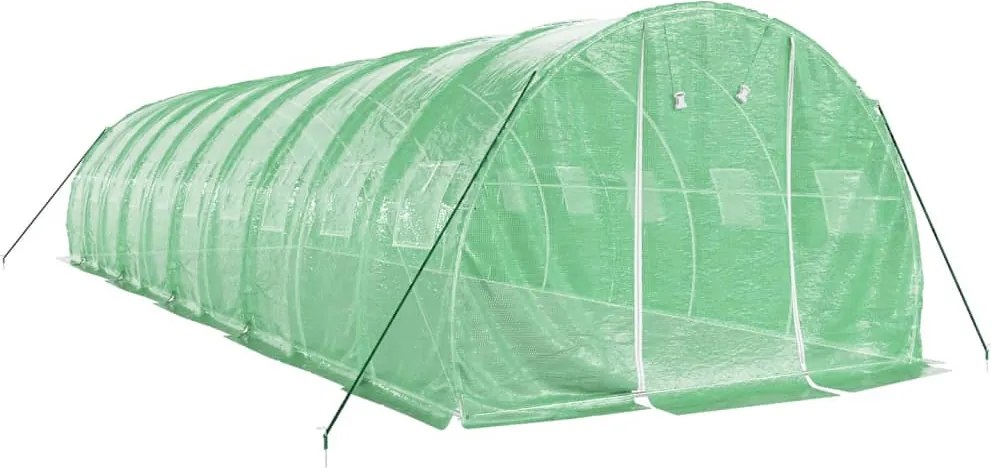 Skleník s ocelovým rámem zelený 30 m² 10 x 3 x 2 m 3188042