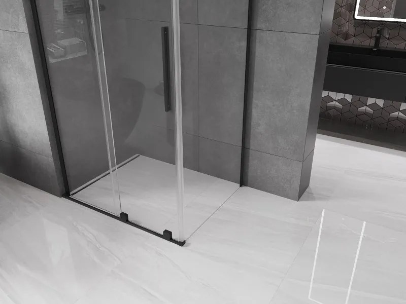 Mexen Velar L, sprchový kout s posuvnými dveřmi 120 x 75 cm, 8mm čiré sklo, černá matná, 871-120-075-03-70