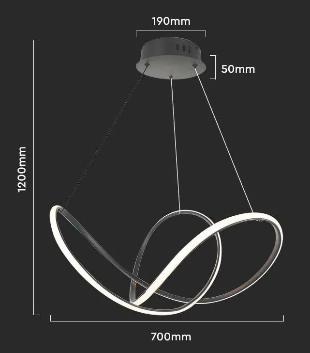 LED Solution Černé závěsné LED svítidlo designové 70cm 49W stmívatelné