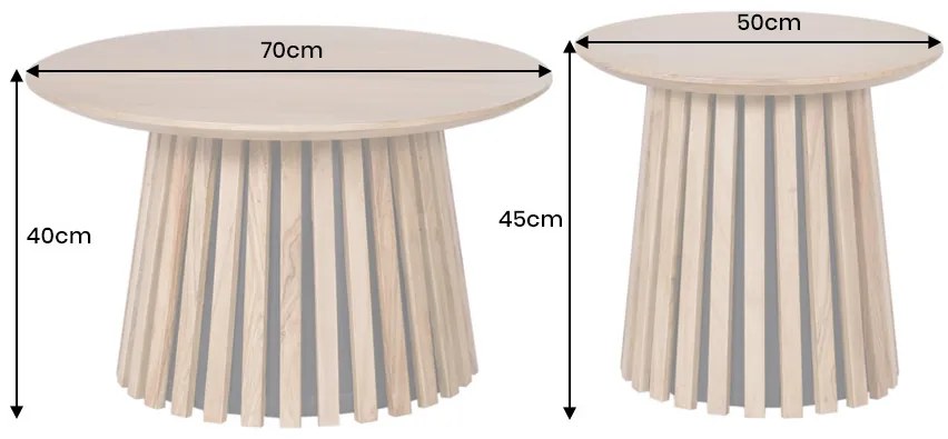 Sada konferenčních stolků Wadeline 70 cm akácie