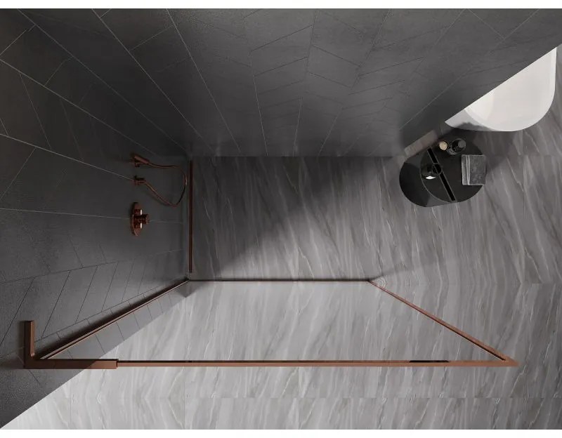Mexen, Mexen Kioto-XF L sprchová stěna s rámem 90 x 202 cm, průhledná 10 mm, růžové zlato - 800-090-174-60-00-XF