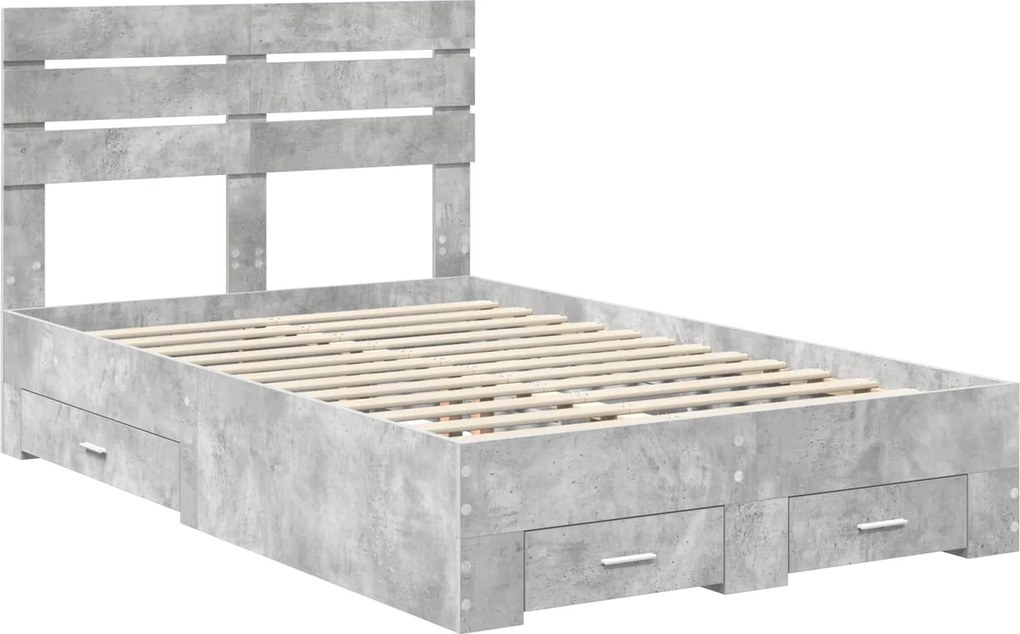 Rám postele s čelo Betonově šedá 135 x 190 cm Kompozitní dřevo 3411654