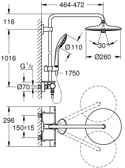 GROHE 26403001 - Sprchový systém VITALIO JOY 260 450 mm lesklý chrom
