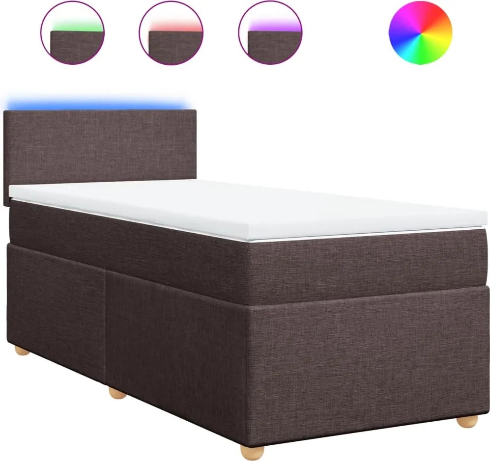 Box spring postel s matrací tmavě hnědá 90x200 cm textil 3288859