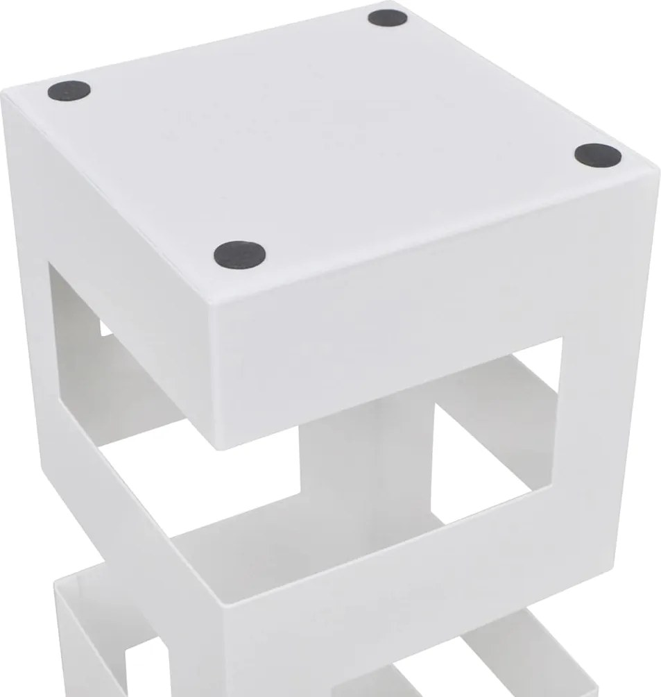 Bílý hranatý stojan na deštníky a vycházkové hole, ocelový, 48,5 cm 242470