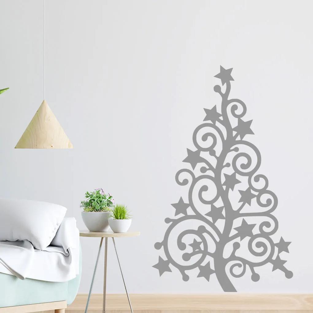 Živá Zeď Samolepka na zeď Vánoční strom hvězda Barva: černá