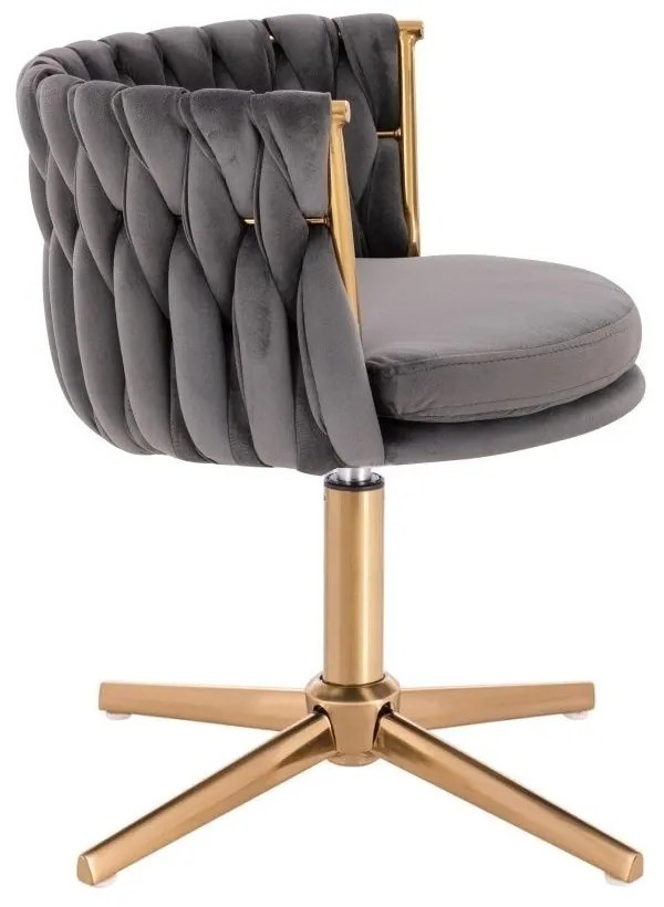 LuxuryForm DESIGN Otočná židle LYON VELUR na zlatém kříži - tmavě šedá