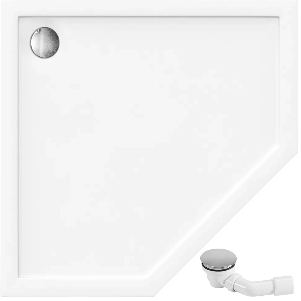 Pětiúhelníkový sprchový kout REA DIAMOND 90x90 cm, zlatý/transparent + vanička Diamond černá