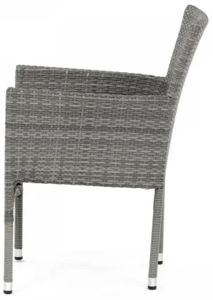 Zahradní židle šedá stohovatelná umělý ratan kov AZC-S2118 GREY