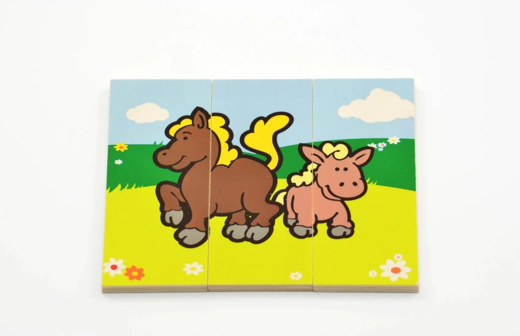 Teddies Puzzle Moje první zvířátka dřevěné 18 dílků pro nejmenší v krabičce 13x11,5x4,5cm 12m+ MPZ