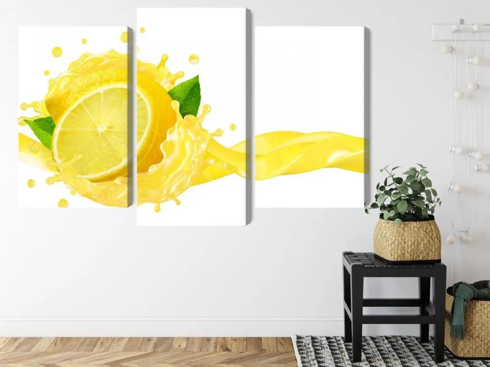 Vícedílný obraz Čerstvá Citronová Šťáva Nedostatek Nedostatek Přírodní plátno 120x80
