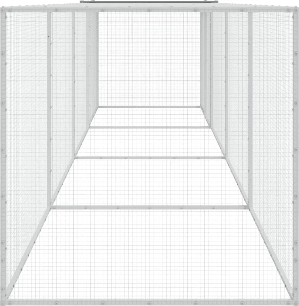 Klec pro kuřata se střechou světle šedá 403 x 98 x 90 cm ocel 3189045