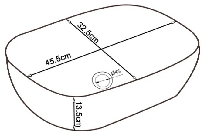 BPS-koupelny Keramické umyvadlo na desku HYD-MO-MTB-MAR3-455 45,5x32,5 cm, černý mramor