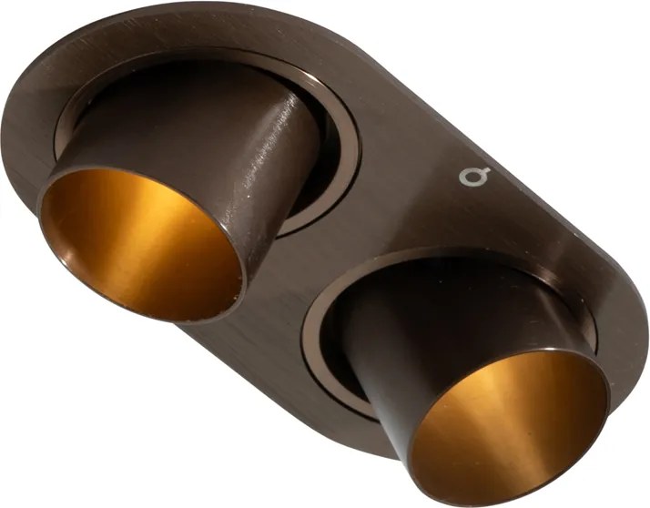 Zakulacené zapuštěné bodové svítidlo tmavě bronzové GU10 35 mm výklopné 2-světlo - Installa