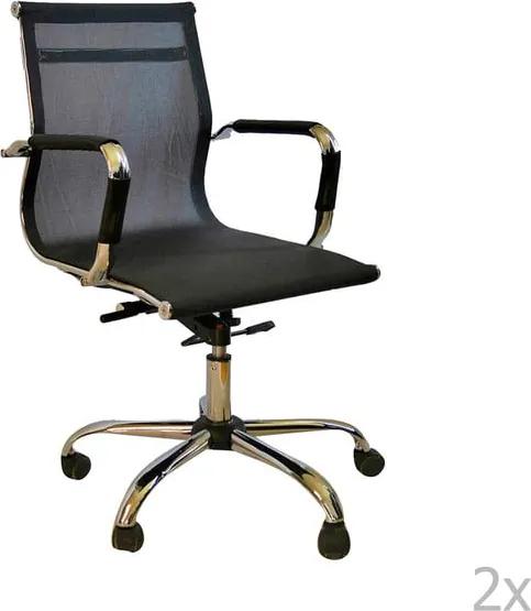 Sada 2 černých kancelářských kolečkových židlí Evergreen House Dally