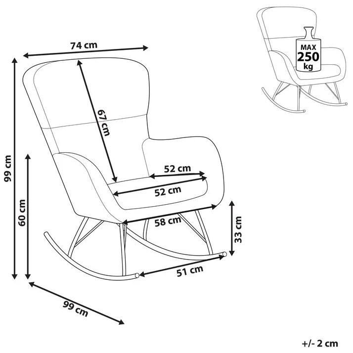 Buklé houpací křeslo krémové bílé/ černé ANASET Beliani