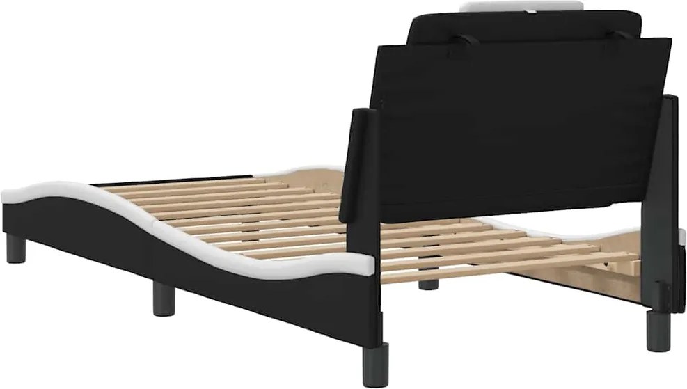Rám postele Viana bez matrace černý a bílý 80 x 200 cm umělá kůže 3208059