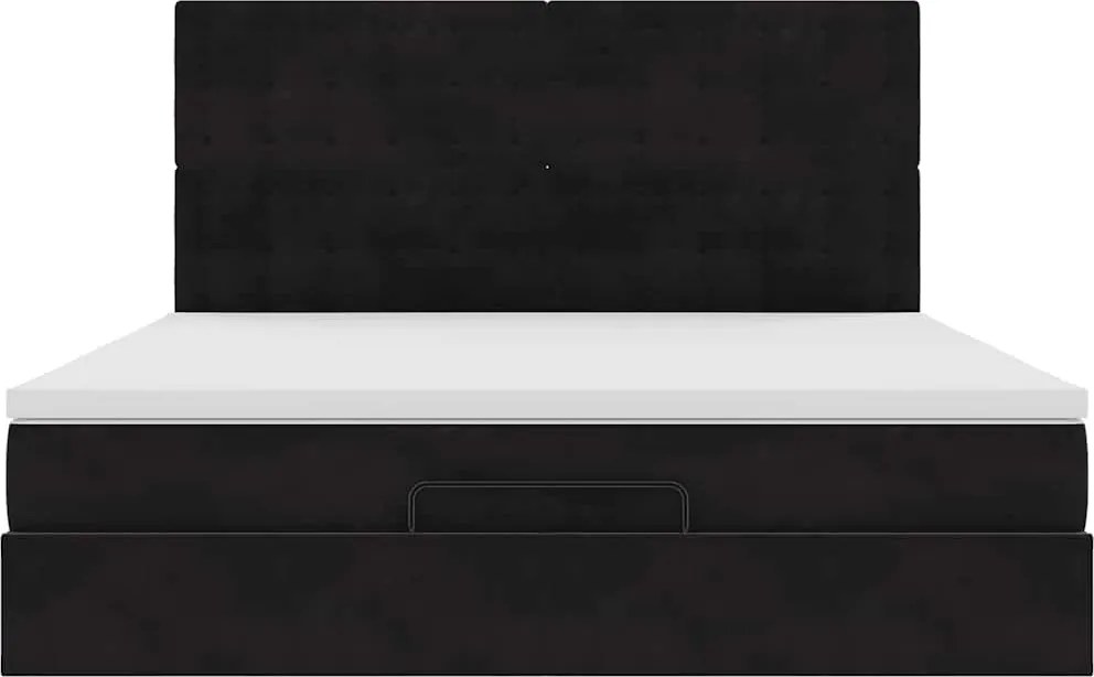 Osmanský rám postele s matracíes černá 180x200cm samet 3313633