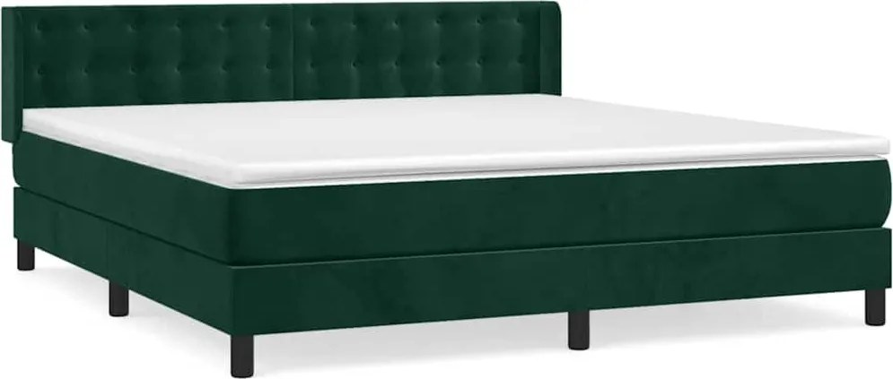 Box spring postel s matrací tmavě zelená 180x200 cm samet 3131216