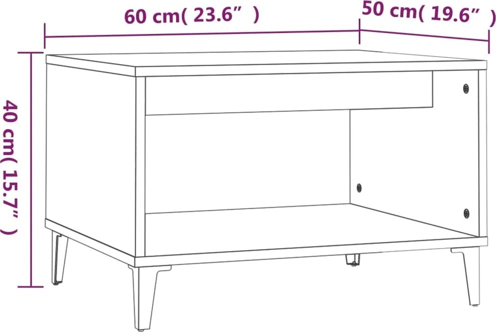 vidaXL Konferenční stolek 60 x 50 x 40 cm kompozitní dřevo [812684] Barva: bílá s vysokým leskem