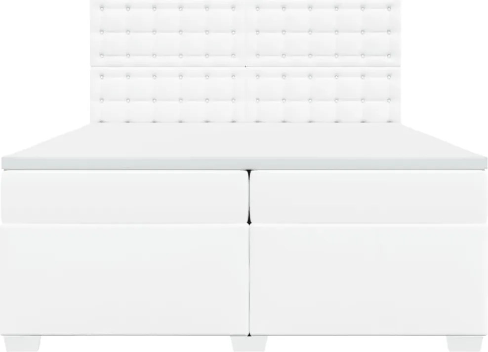 Box spring postel s matrací bílá 200x200 cm umělá kůže 3290737