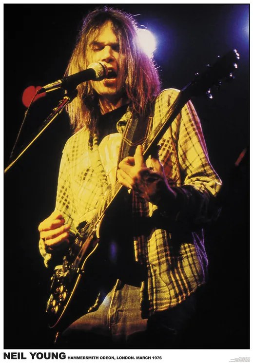Plakát, Obraz - Neil Young - Hammersmith Oden London 1976, (59.4 x 84 cm)