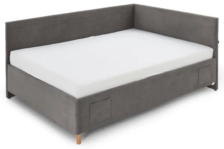 Antracitová čalouněná rohová dětská postel s úložným prostorem s roštem 120x200 cm Cool – Meise Biano.cz