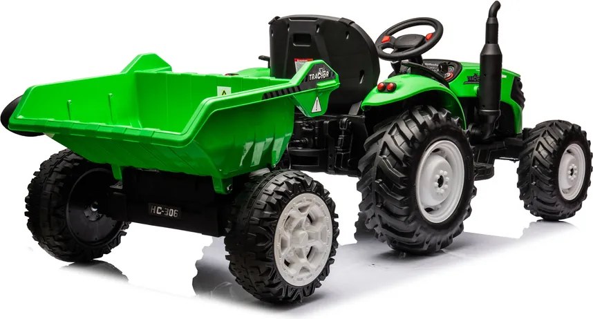 LEAN CARS Akumulátorový traktor HC-306 s přívěsem, světle zelený, 24 V