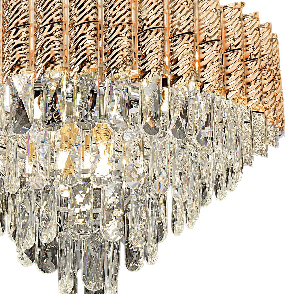 Toolight Toolight, křišťálové stropní svítidlo 50cm, 7xE14, G054-CP, zlatá, OSW-08948
