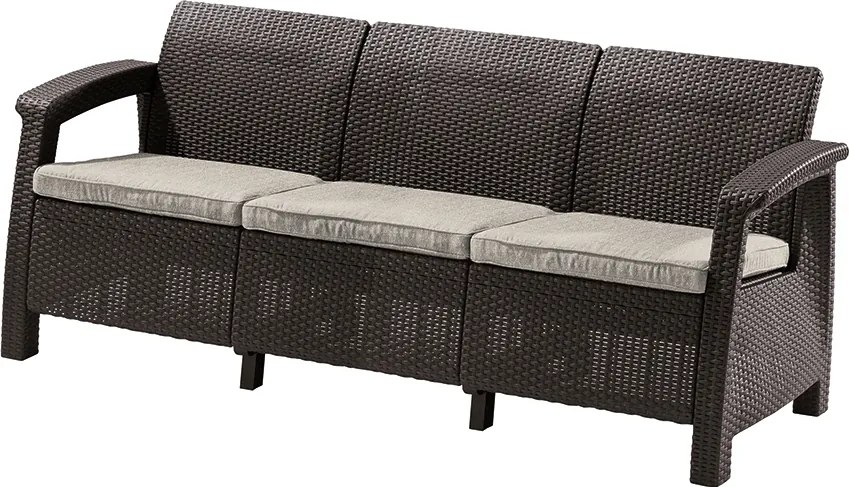KETER Zahradní pohovka Allibert Corfu Love Seat MAX - 182 x 70 x 79cm - hnědá / béžová