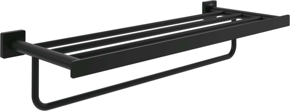 Villeroy & Boch Elements Striking - Držák ručníku s poličkou, délka 60 cm, matná černá TVA152006000K5