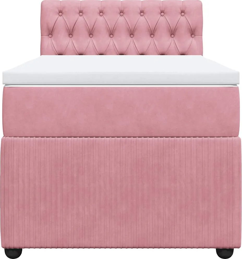 Box spring postel s matrací růžová 90x200 cm samet 3287649