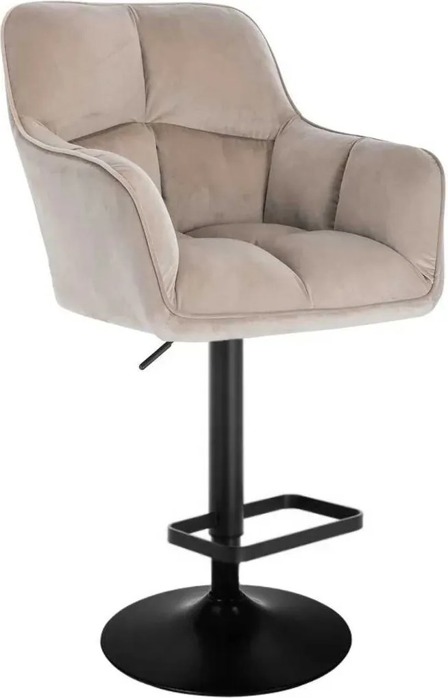 LuxuryForm DESIGN Barová židle AMALFI VELUR na černé kulaté podstavě - latte
